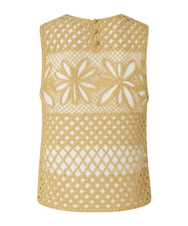 Pinko Crochet Knit Vest - Nude