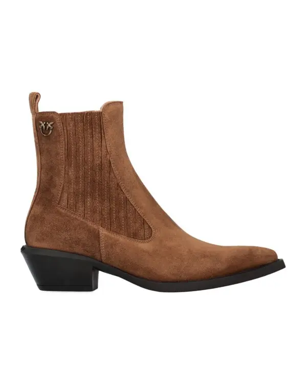 Pinko Suede Cowboy Ankle Boots