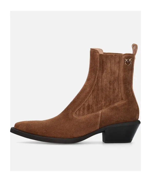 Pinko Suede Cowboy Ankle Boots