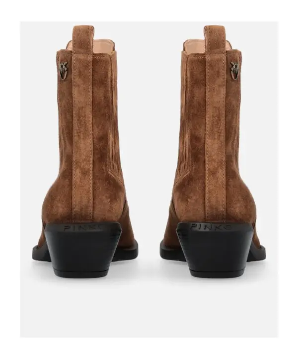 Pinko Suede Cowboy Ankle Boots