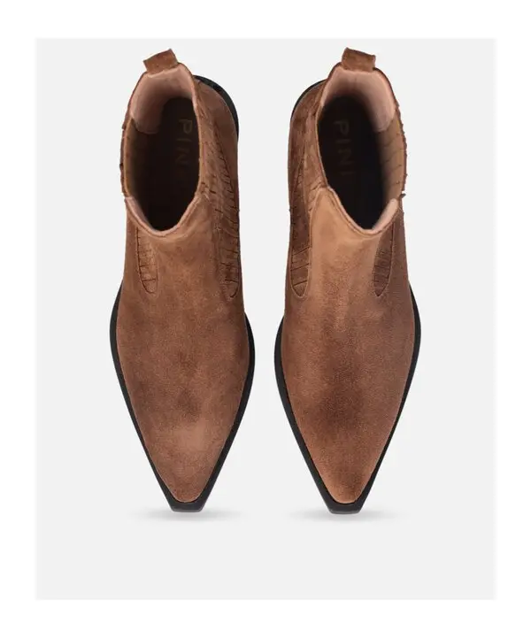 Pinko Suede Cowboy Ankle Boots