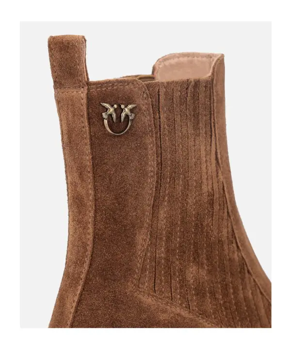 Pinko Suede Cowboy Ankle Boots