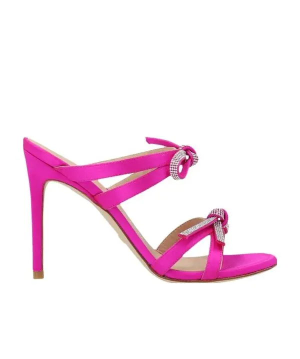 STUART WEITZMAN Embellished Bow Detail Stiletto Sandals - Pink