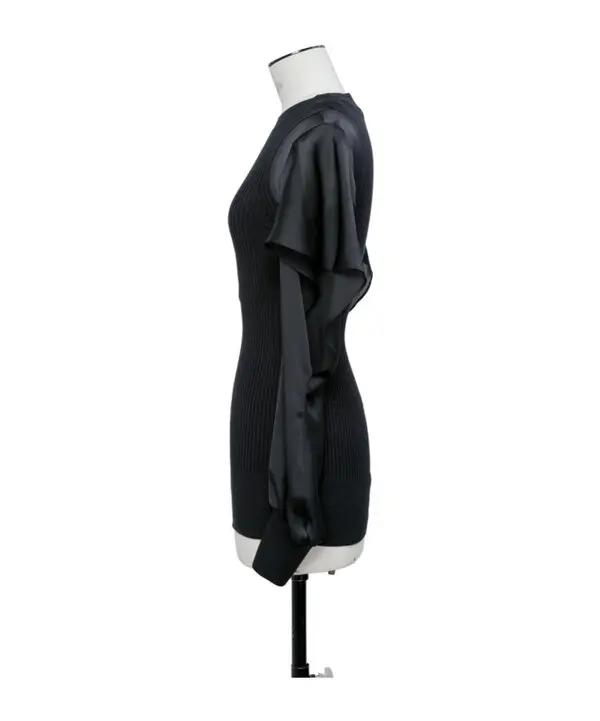 Sacai Crewneck Paneled Jumper With Ruffle Details