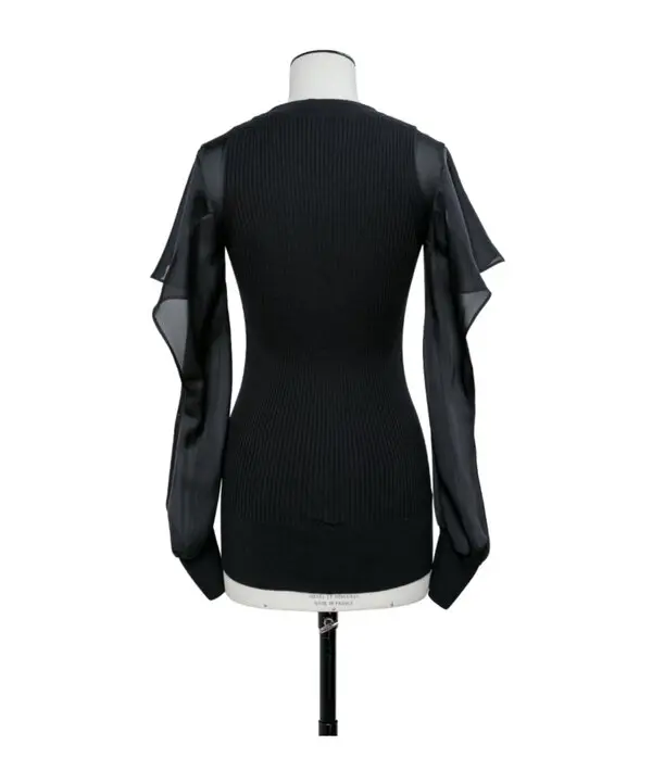 Sacai Crewneck Paneled Jumper With Ruffle Details
