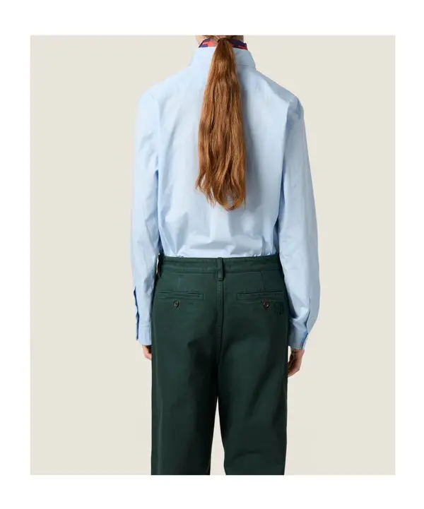 Miu Miu Logo Embroidered Cotton Button-up Shirt