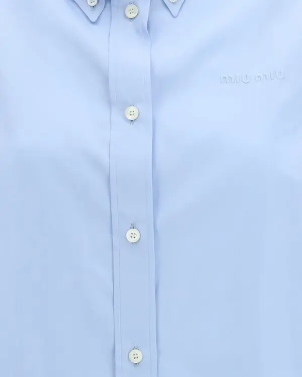 Miu Miu Logo Embroidered Cotton Button-up Shirt