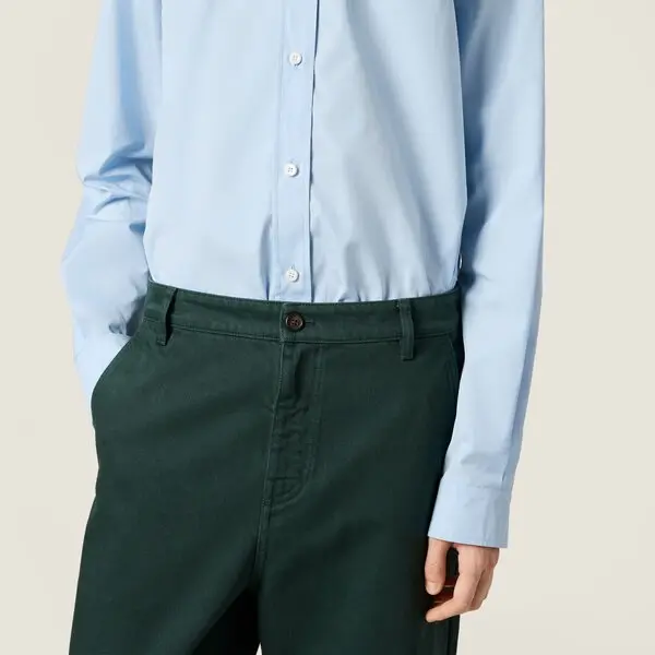 Miu Miu Logo Embroidered Cotton Button-up Shirt