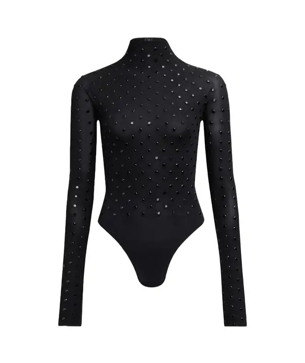 Alaïa Rhinestone High-neck Bodysuit - Black