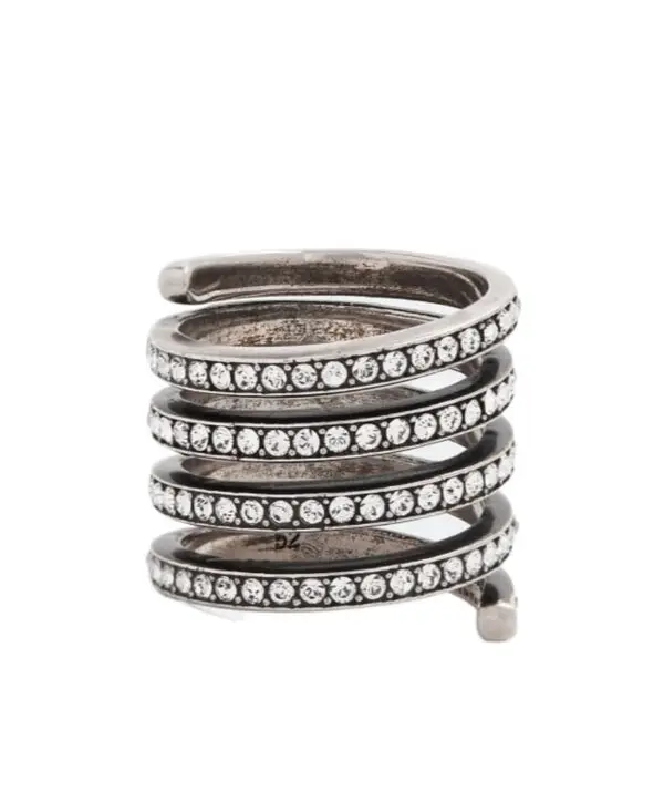 Amina Muaddi Crystal Embellished Spiral Ring - Gray