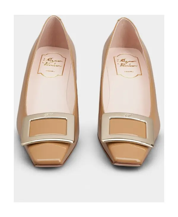 ROGER VIVIER Belle Vivier Pumps In Patent Leather With Metal Buckle - Brown