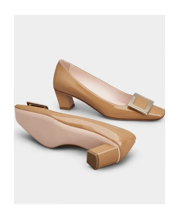 ROGER VIVIER Belle Vivier Pumps In Patent Leather With Metal Buckle - Brown
