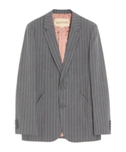 Valentino Garavani Single-breasted Jacket In Pinstripe Wool