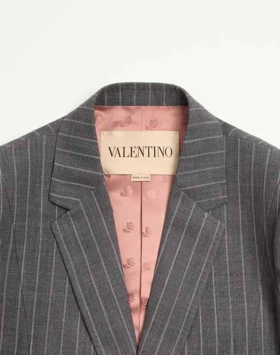 Valentino Garavani Single-breasted Jacket In Pinstripe Wool