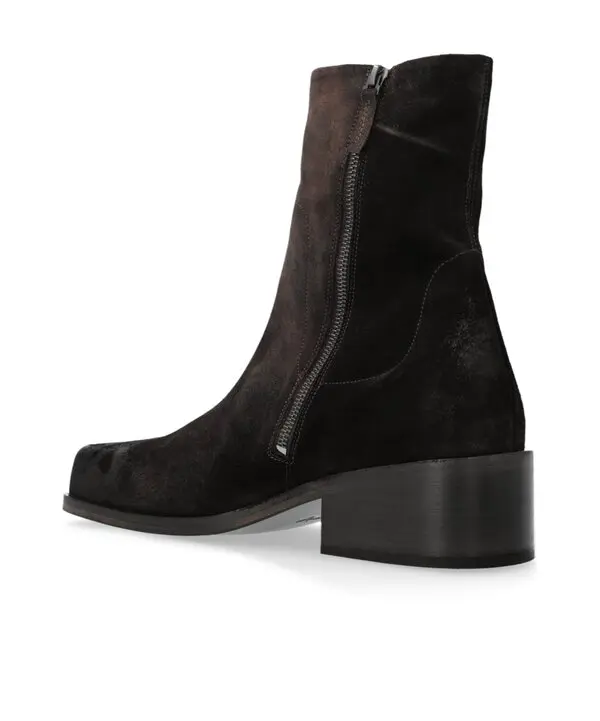 Marsèll Square-toed Zip-up Suede Ankle Boots