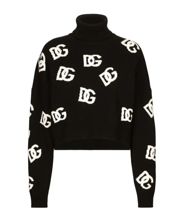 Dolce & Gabbana Dg Logo Intarsia High Neck Sweater