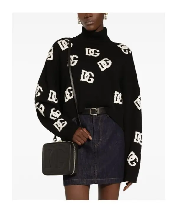 Dolce & Gabbana Dg Logo Intarsia High Neck Sweater