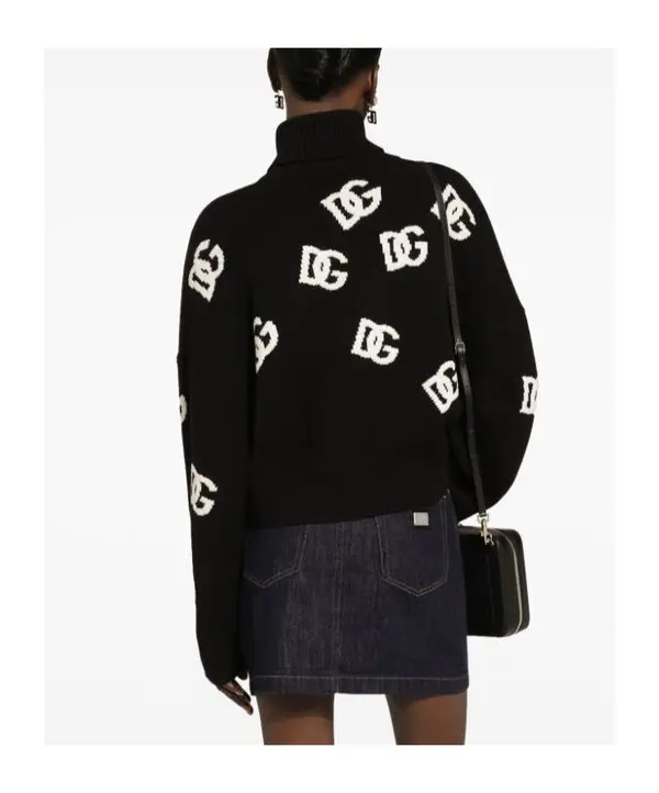 Dolce & Gabbana Dg Logo Intarsia High Neck Sweater