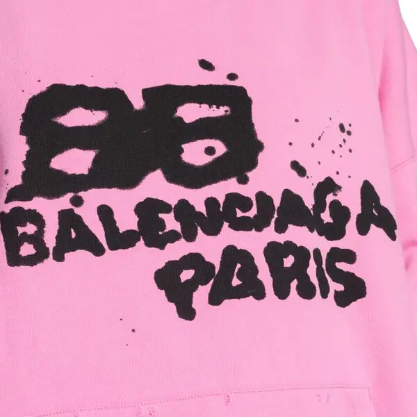 Balenciaga Graffiti Print Cotton Hoodie