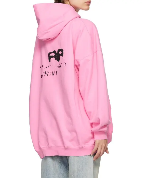 Balenciaga Graffiti Print Cotton Hoodie