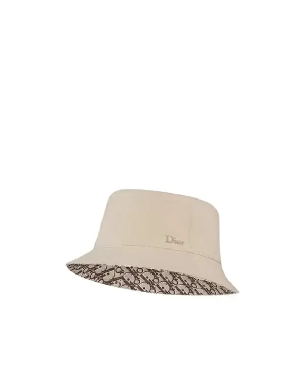 Dior Oblique Logo Embroidered Bucket Hat - Nude