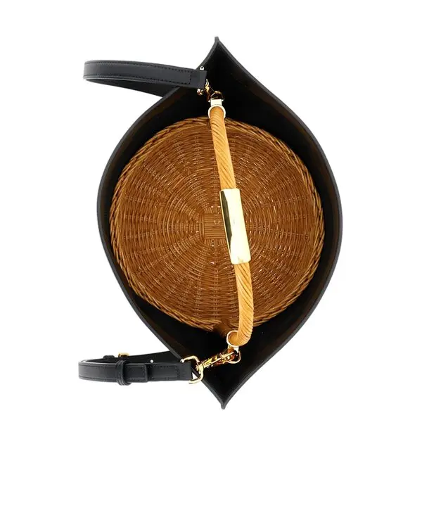 Sacai Woven Handle Bucket Bag With Logo Detail