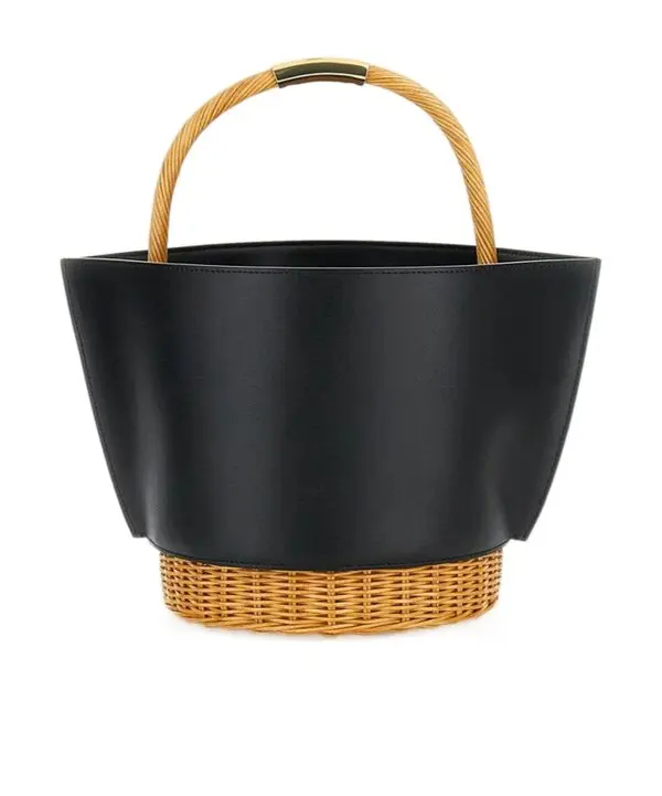 Sacai Woven Handle Bucket Bag With Logo Detail