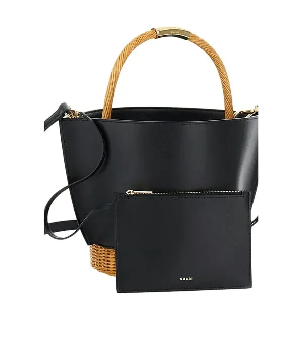 Sacai Woven Handle Bucket Bag With Logo Detail