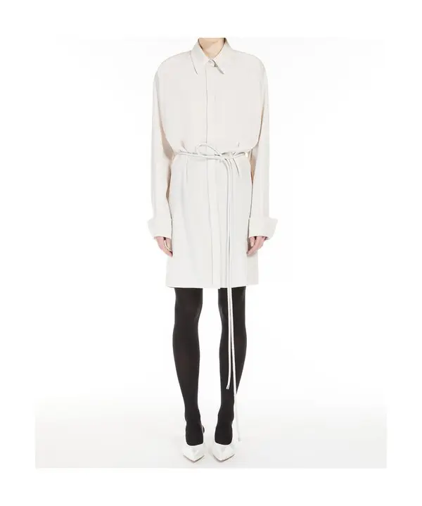 Sportmax Oversized Belted Long-sleeve Dress - Silver
