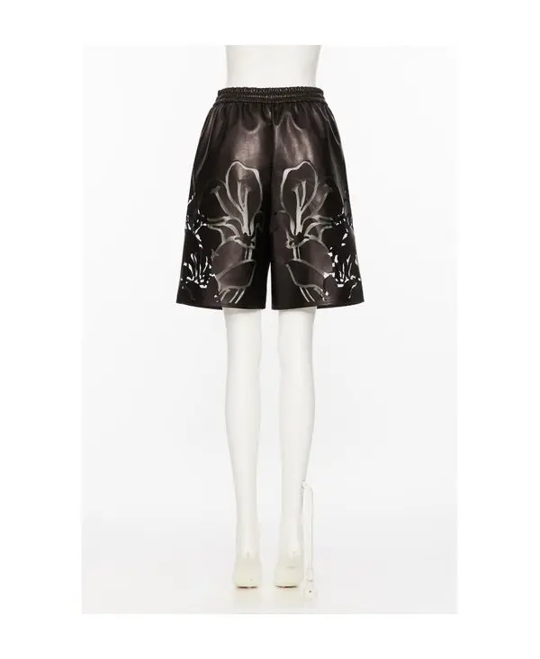 Valentino Garavani Floral Leather Shorts