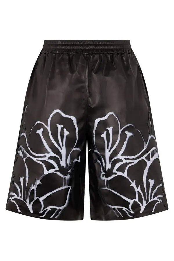 Valentino Garavani Floral Leather Shorts - Black