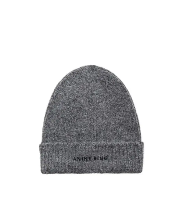 ANINE BING Elia Logo Beanie - Gray