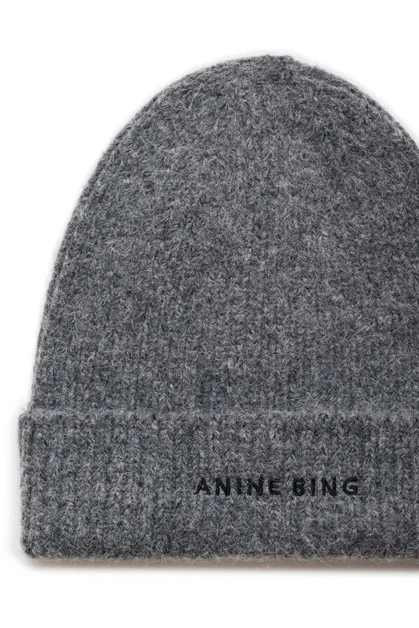 ANINE BING Elia Logo Beanie - Gray