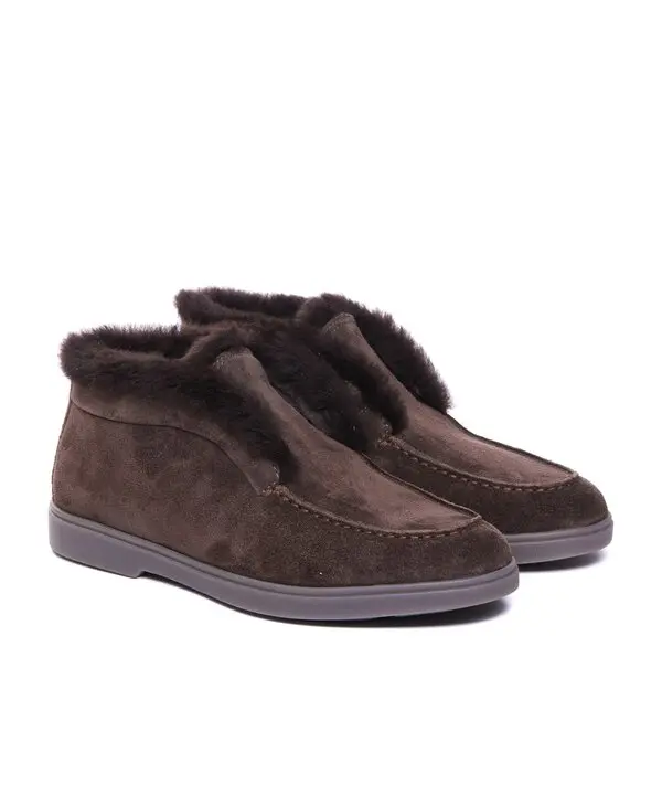 Santoni Round-head Short Boots - Black