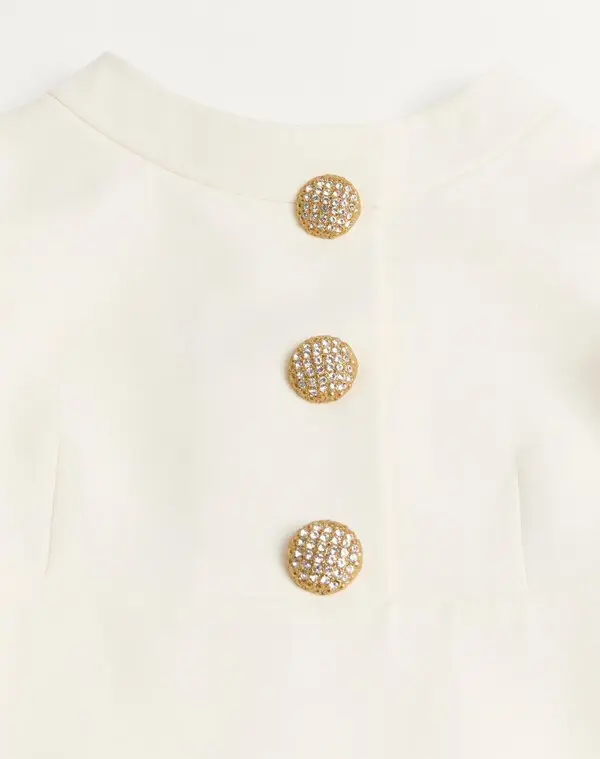 Valentino Garavani Crepe Couture Midi Dress With Jewelry Button Details - Ivory