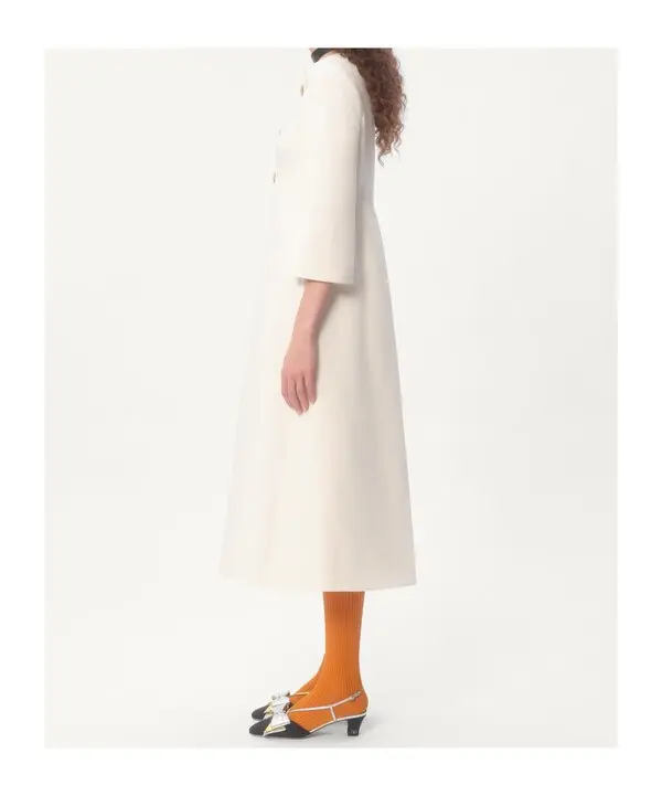 Valentino Garavani Crepe Couture Midi Dress With Jewelry Button Details - Ivory