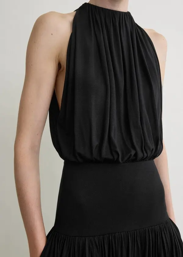 TOTEME Sleeveless Gathered Midi Dress - Black