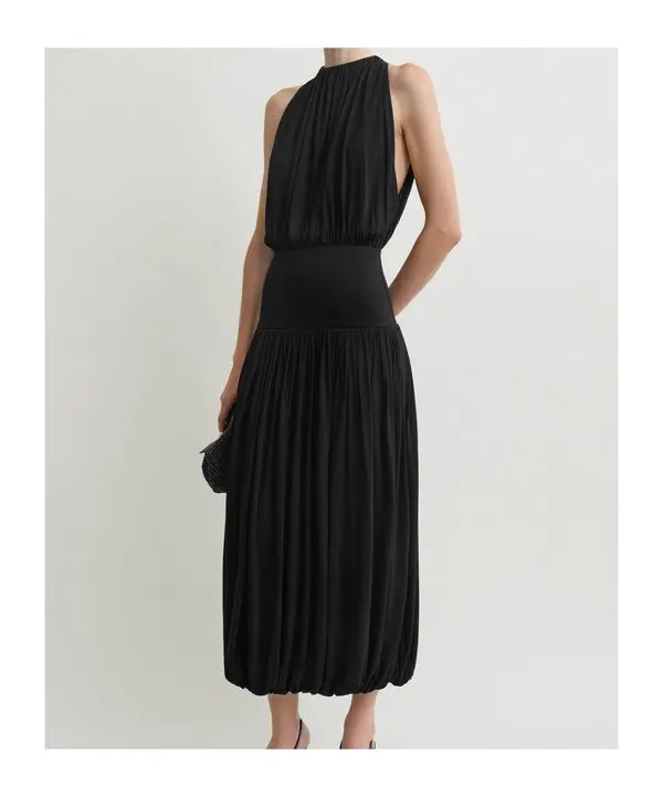 TOTEME Sleeveless Gathered Midi Dress - Black