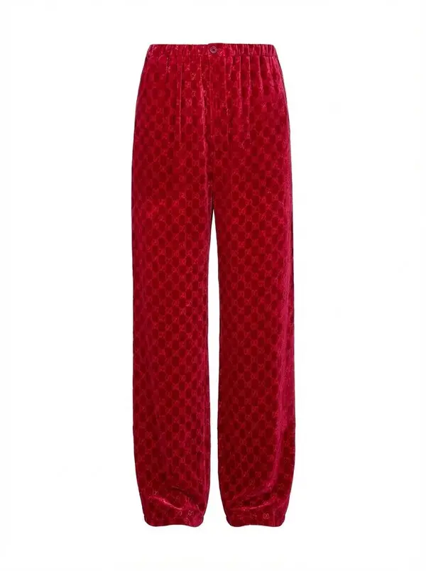 Gucci Gg Jacquard Velvet Trousers - Red