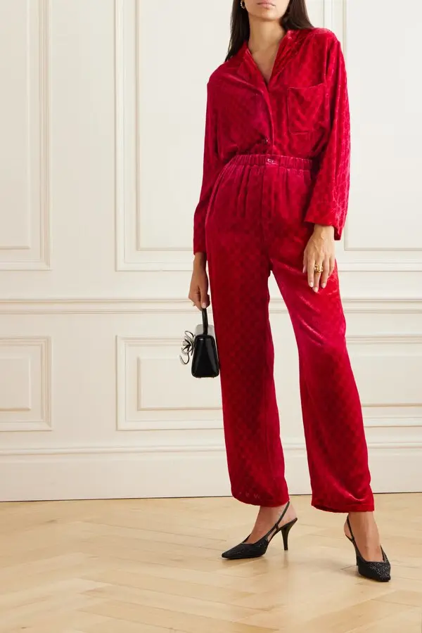 Gucci Gg Jacquard Velvet Trousers
