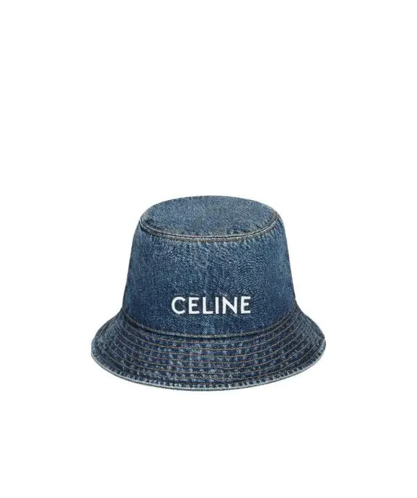 Celine Union Wash Denim Bucket Hat - Blue