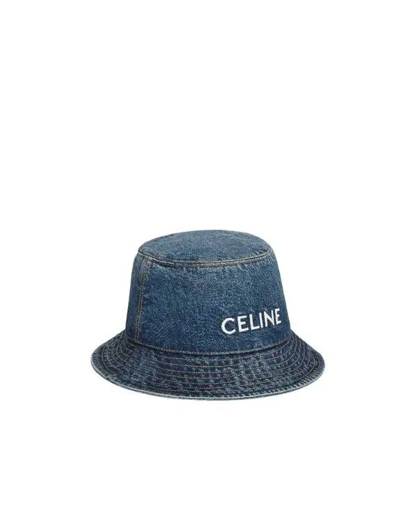 Celine Union Wash Denim Bucket Hat - Blue