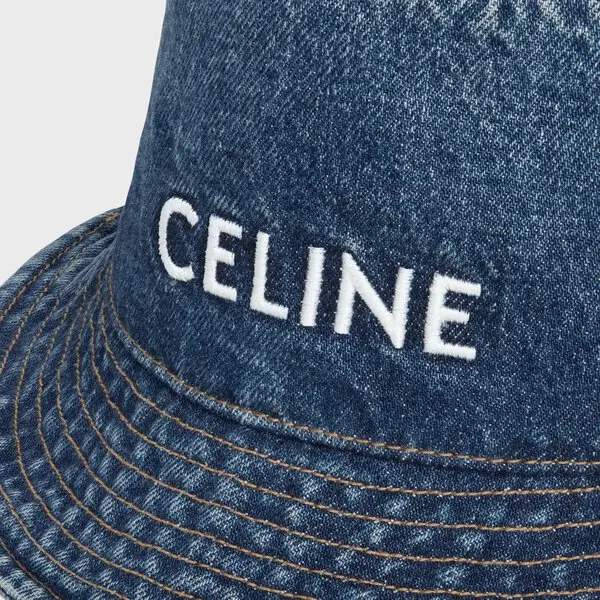 Celine Union Wash Denim Bucket Hat - Blue