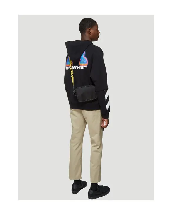 Off-White Hooded Sweater With Rope Straps And Graphic Print