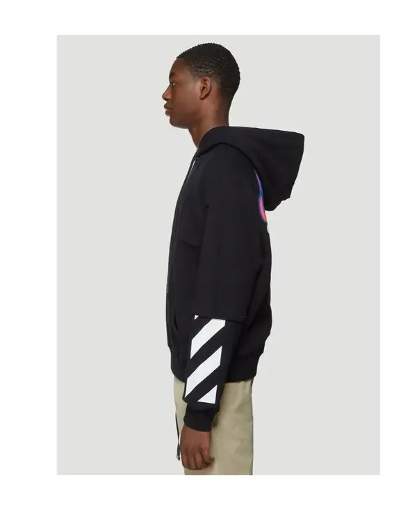 Off-White Hooded Sweater With Rope Straps And Graphic Print