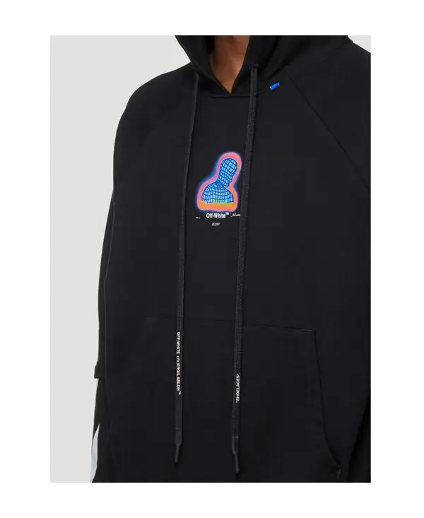 Off-White Hooded Sweater With Rope Straps And Graphic Print