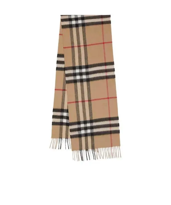 Burberry Checked Fringed-edge Scarf - Nude