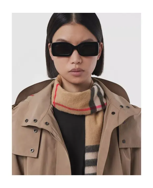 Burberry Checked Fringed-edge Scarf - Nude