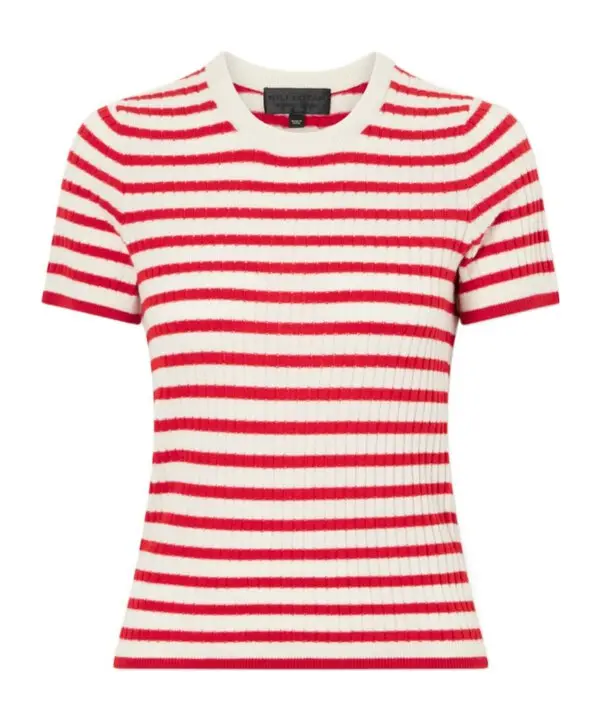 NILI LOTAN Alita Striped Cashmere T-shirt