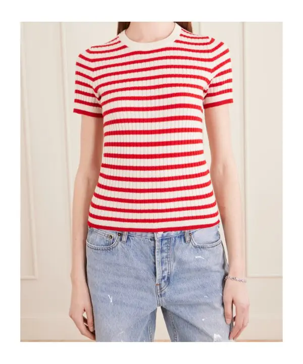 NILI LOTAN Alita Striped Cashmere T-shirt